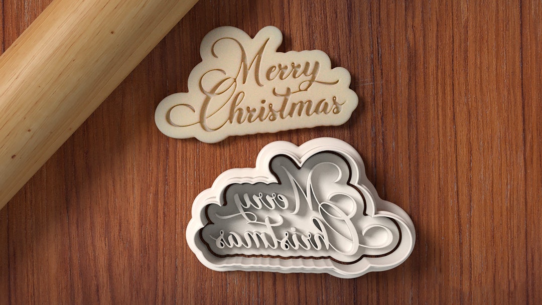 Merry Christmas Cookie Cutter & Stamp Set - 3D Printed - Etsy