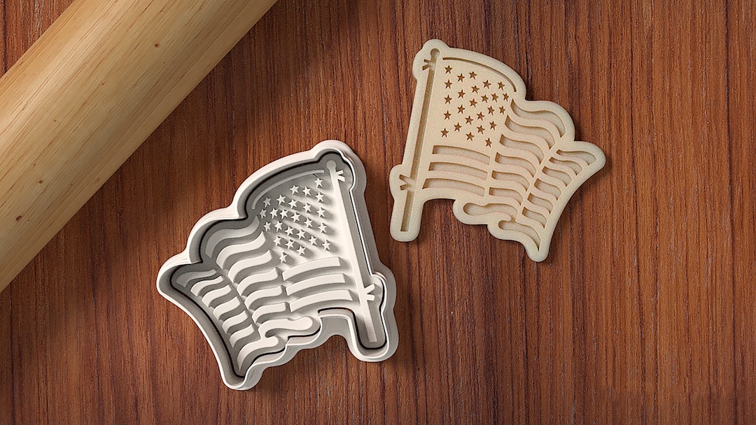 USA Flag Cookie Cutter and Stamp Set - US Flag Cookie Cutter - USA ...