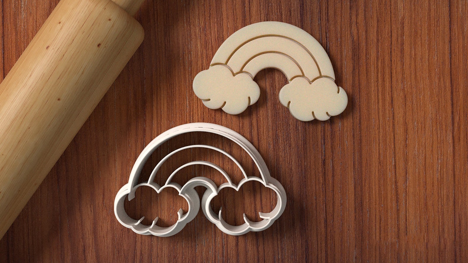 Rainbow Cookie Cutter: Three Color Fondant & Clay Cutter - Etsy