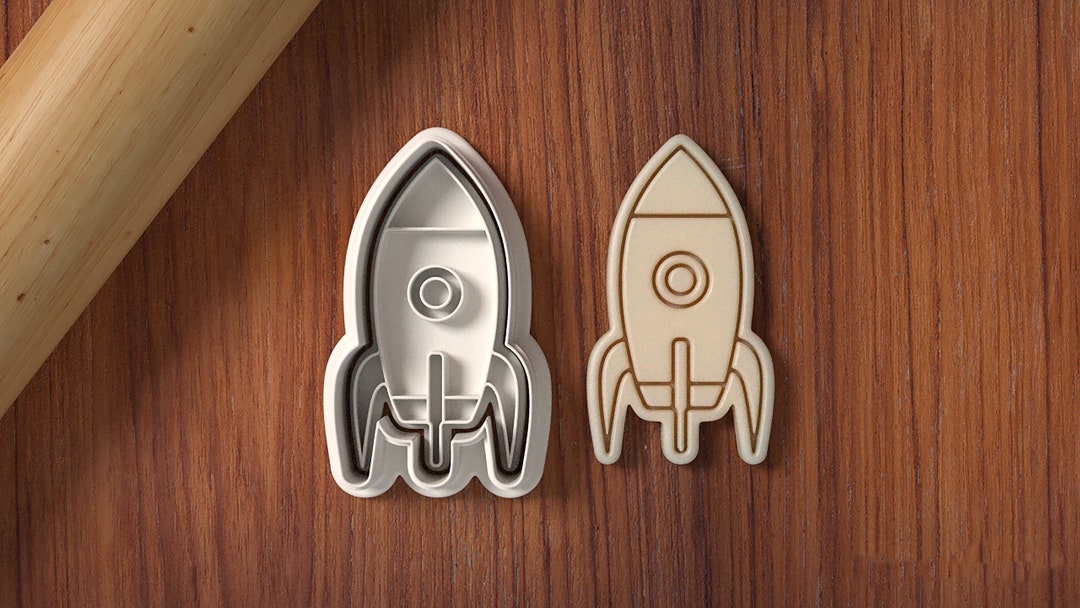 Rocket Cookie Cutter and Stamp Set: Space Fondant Cutter - Etsy