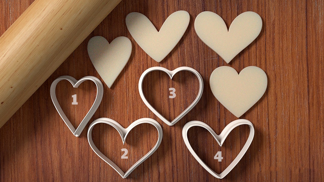 Rustic Hearts Cookie Cutter Set - Cookie Cutter and Fondant Cutter and ...