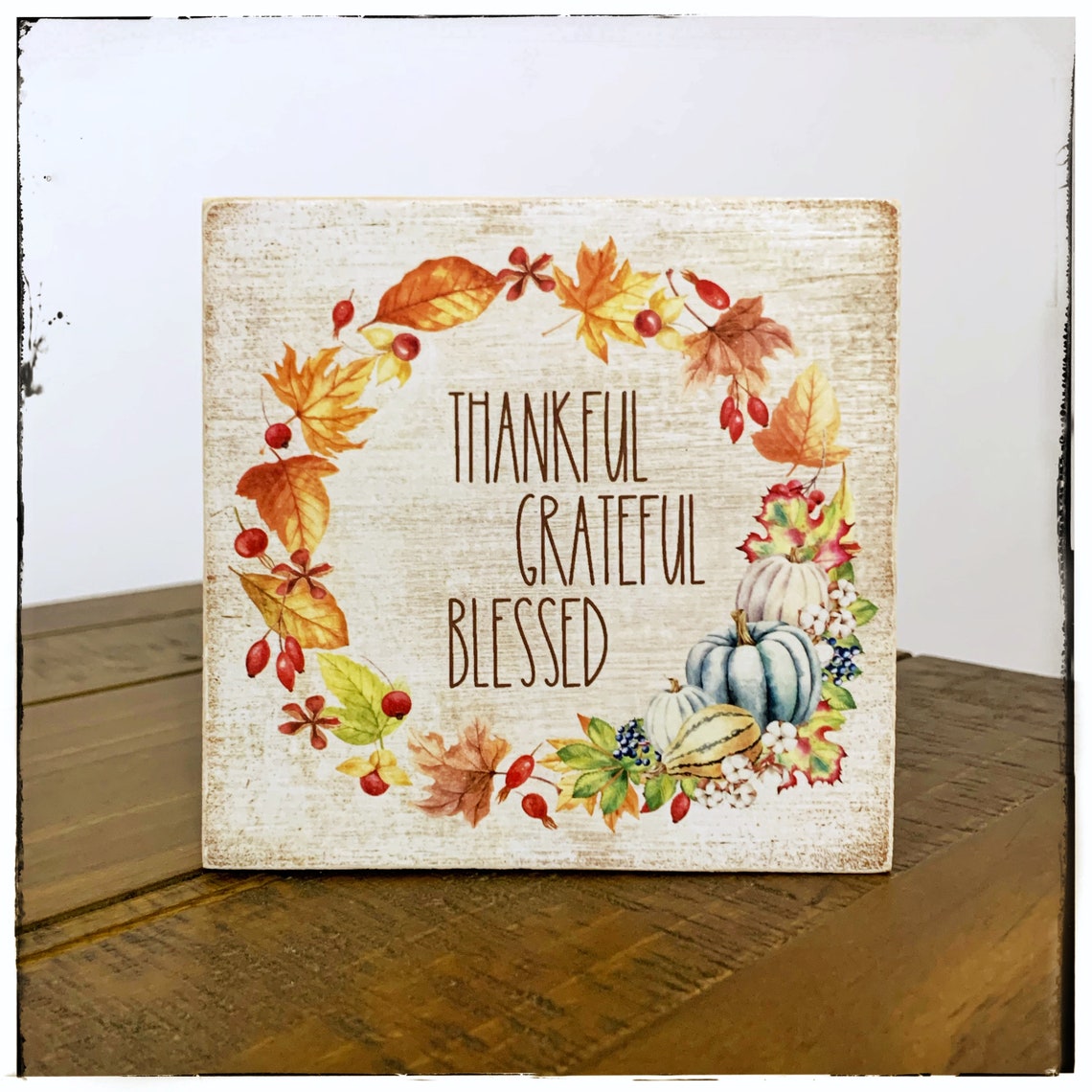 Thankful Grateful Blessed Fall Autumn Wreath Harvest Pumpkins | Etsy