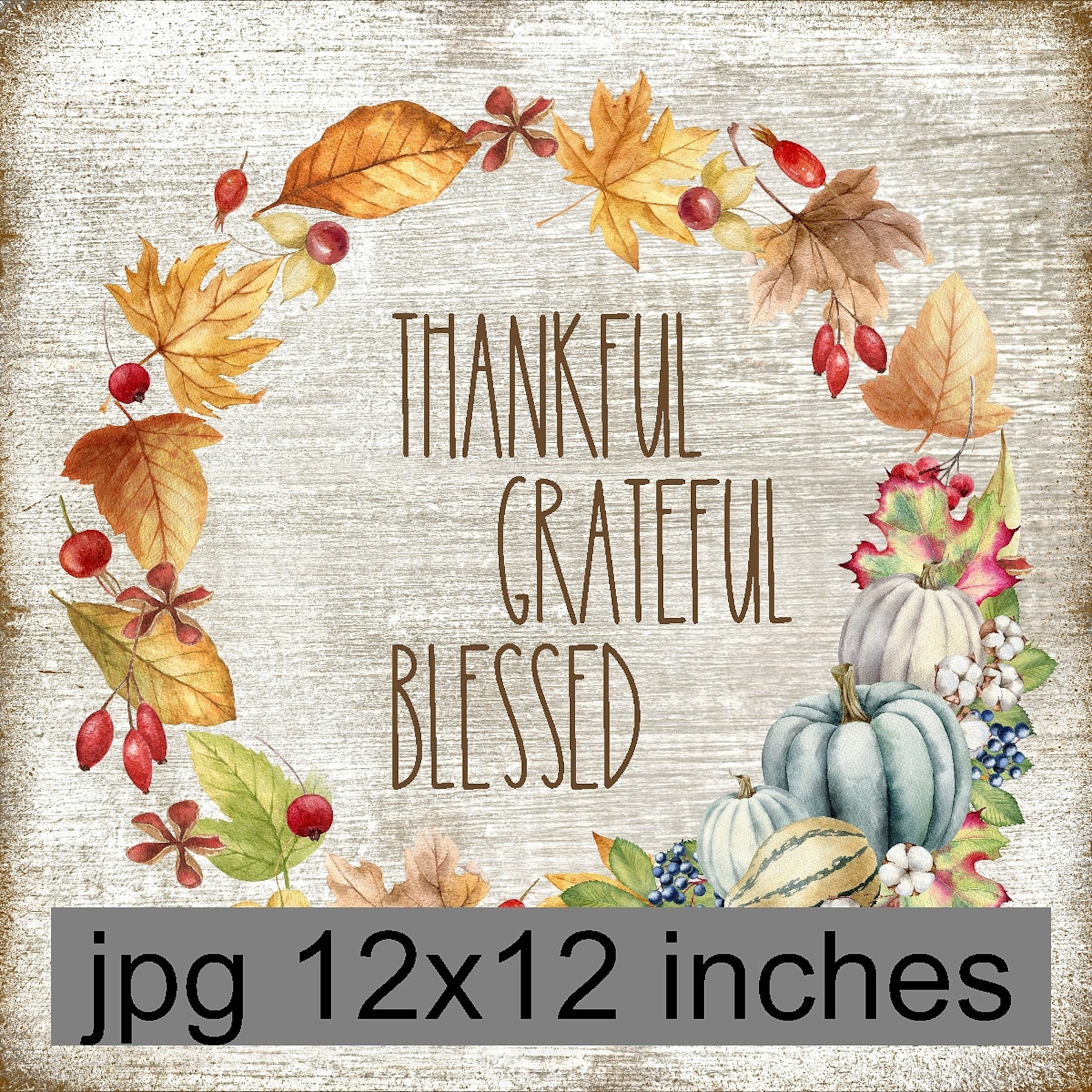 Thankful Grateful Blessed Fall Autumn Wreath Harvest Pumpkins | Etsy