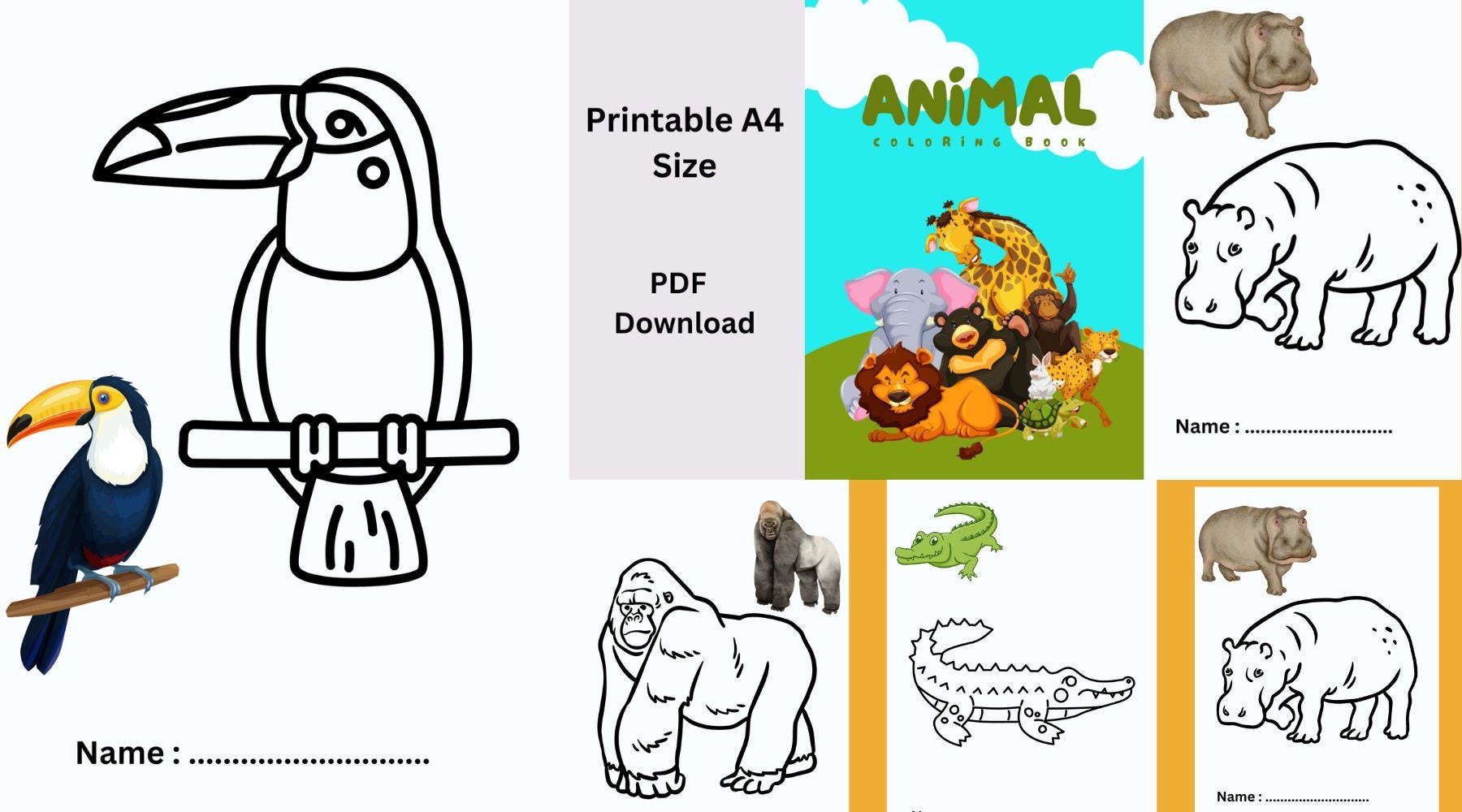 Animal Coloring Pages 30/kids Coloring Book/digital Download/printable ...