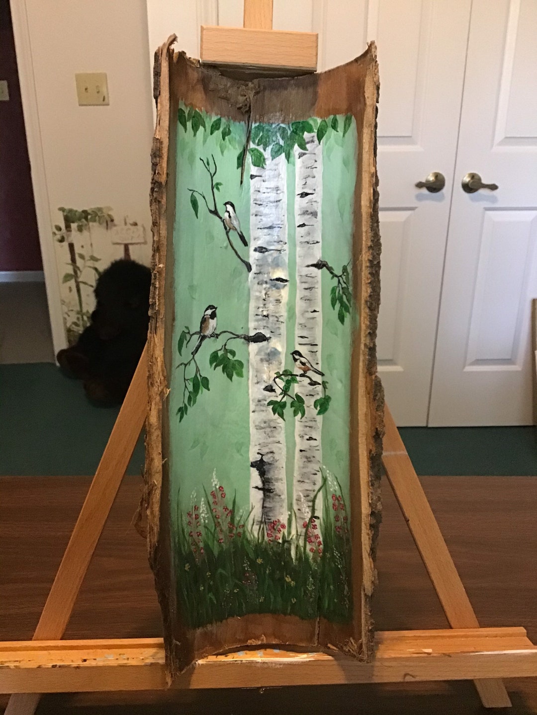 Hand Painted on Half Bark Round - Etsy