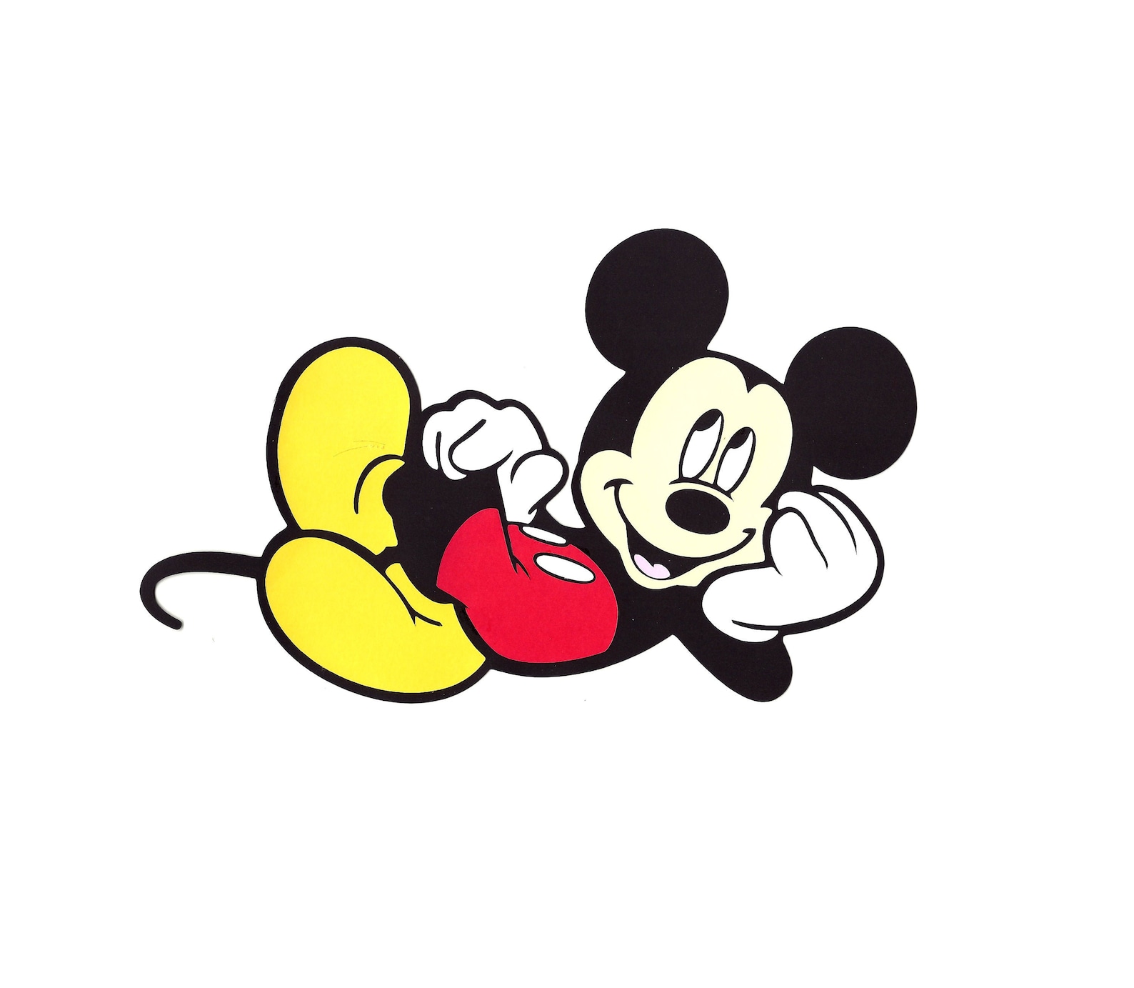 10.5x6.5 Mickey Mouse PAPER SIGN Hand Glued Disney Laying Down Hand on ...