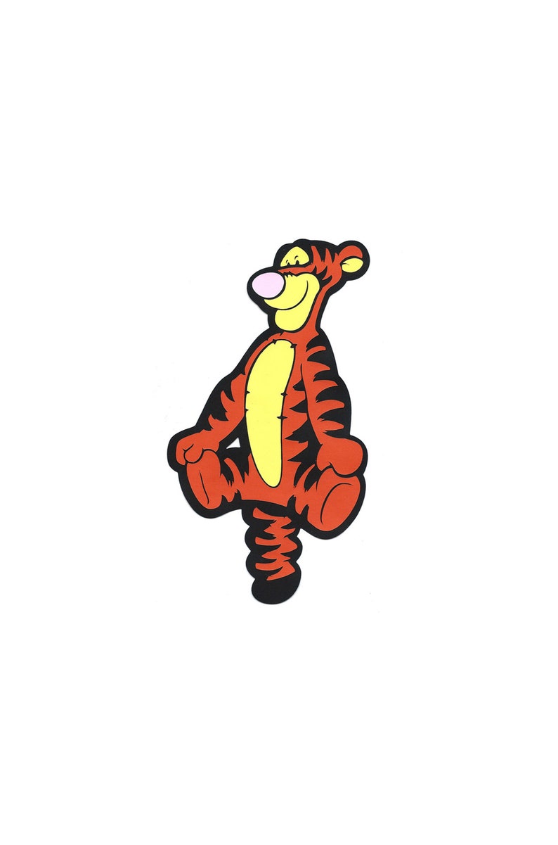 6x10.5" Tigger PAPER SIGN Hand Glued Tiger Stripes Friend of Winnie the ...