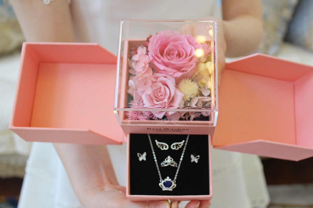 Jewelry Box With Rose | Earring Box With Rose | Double Ring Box With ...