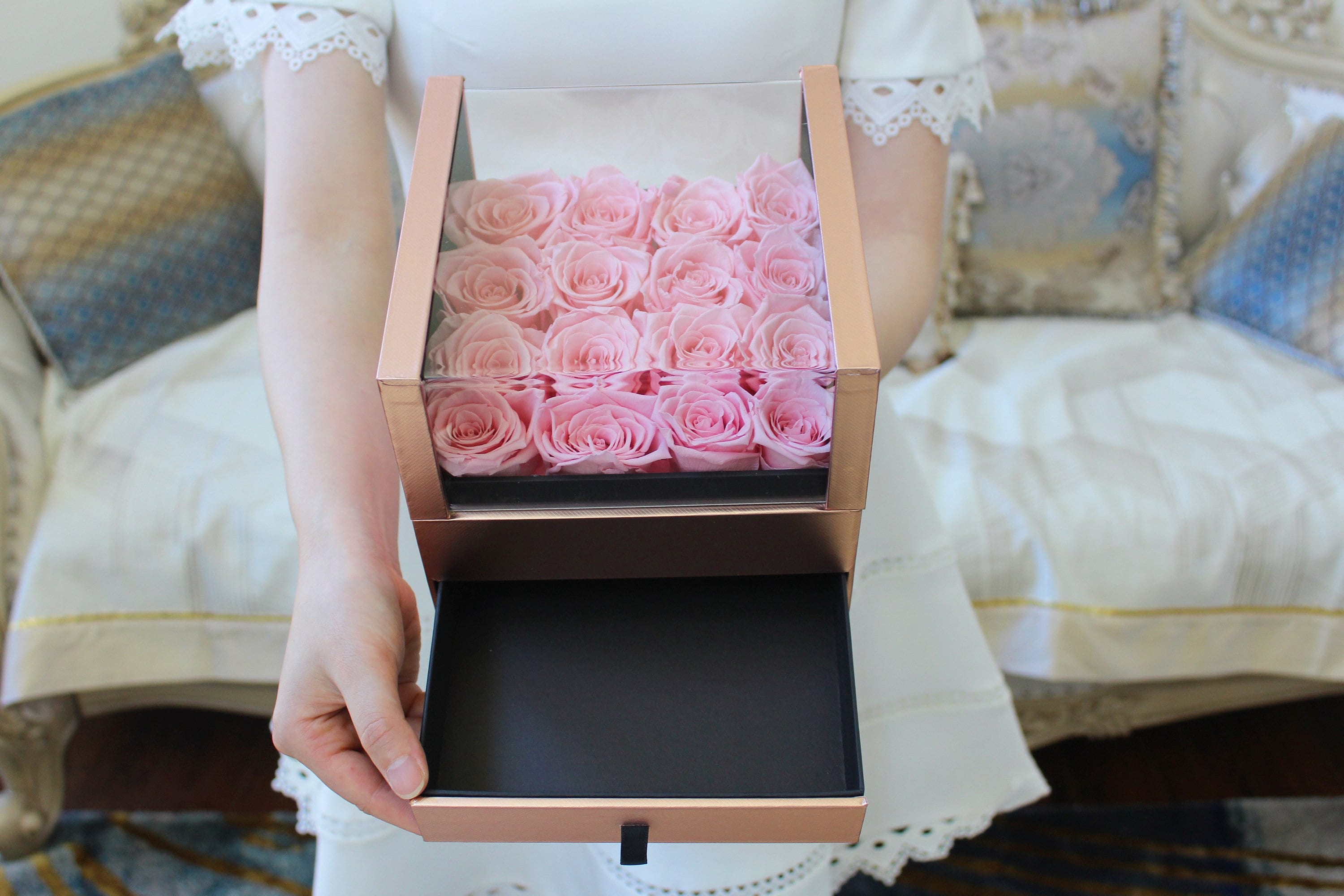 Preserved Rose Box Acrylic Rose Box with Drawer Eternal | Etsy