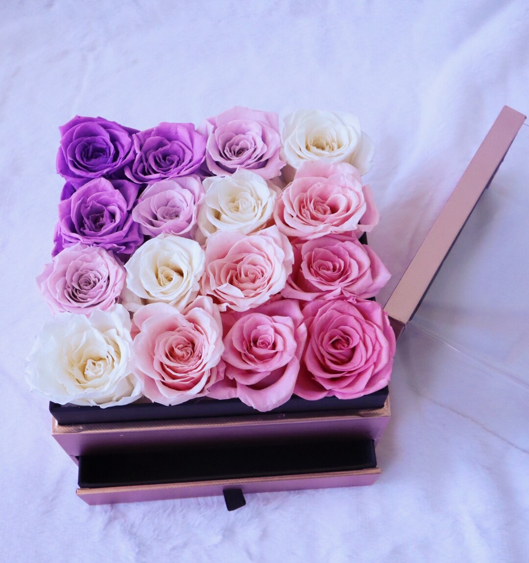 Preserved Rose Box | Acrylic Rose Box With Drawer | Eternal Rose Box ...
