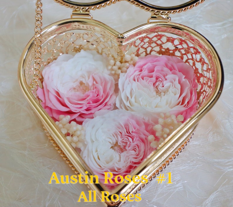 Heart Shape Preserved Roses Golden Metal Box With Glass Lid - Etsy