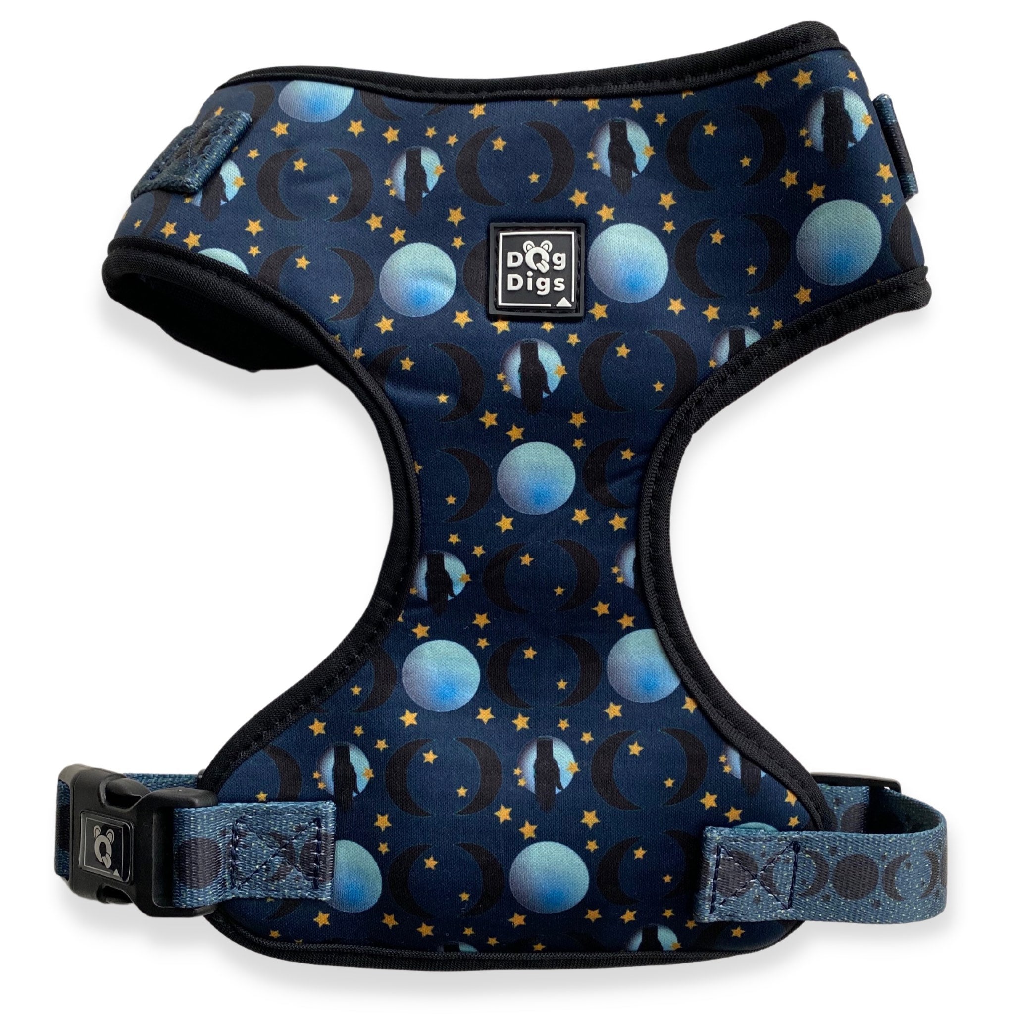 Galaxy Luna Pup Harness: Moon and Star Print, Adjustable Dog Harness ...