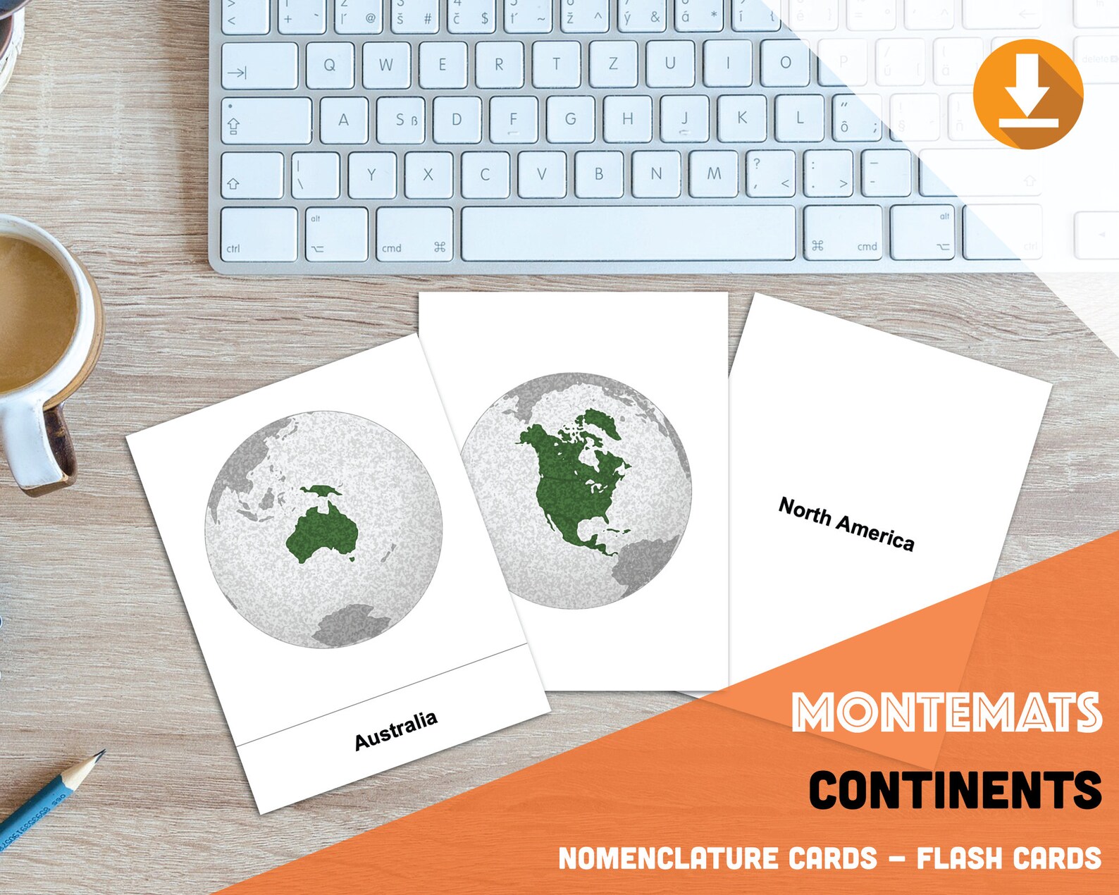 Continents Flash Cards - Flashcards - Montessori 3-part Nomenclature ...