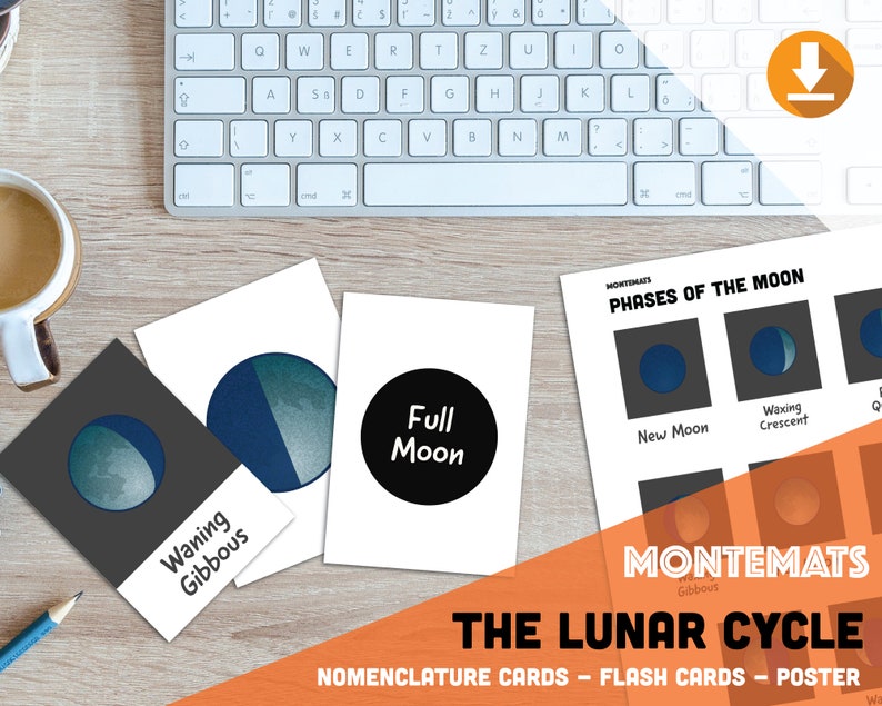 Phases of the Moon Flash Cards - Flashcards - Montessori 3-part ...