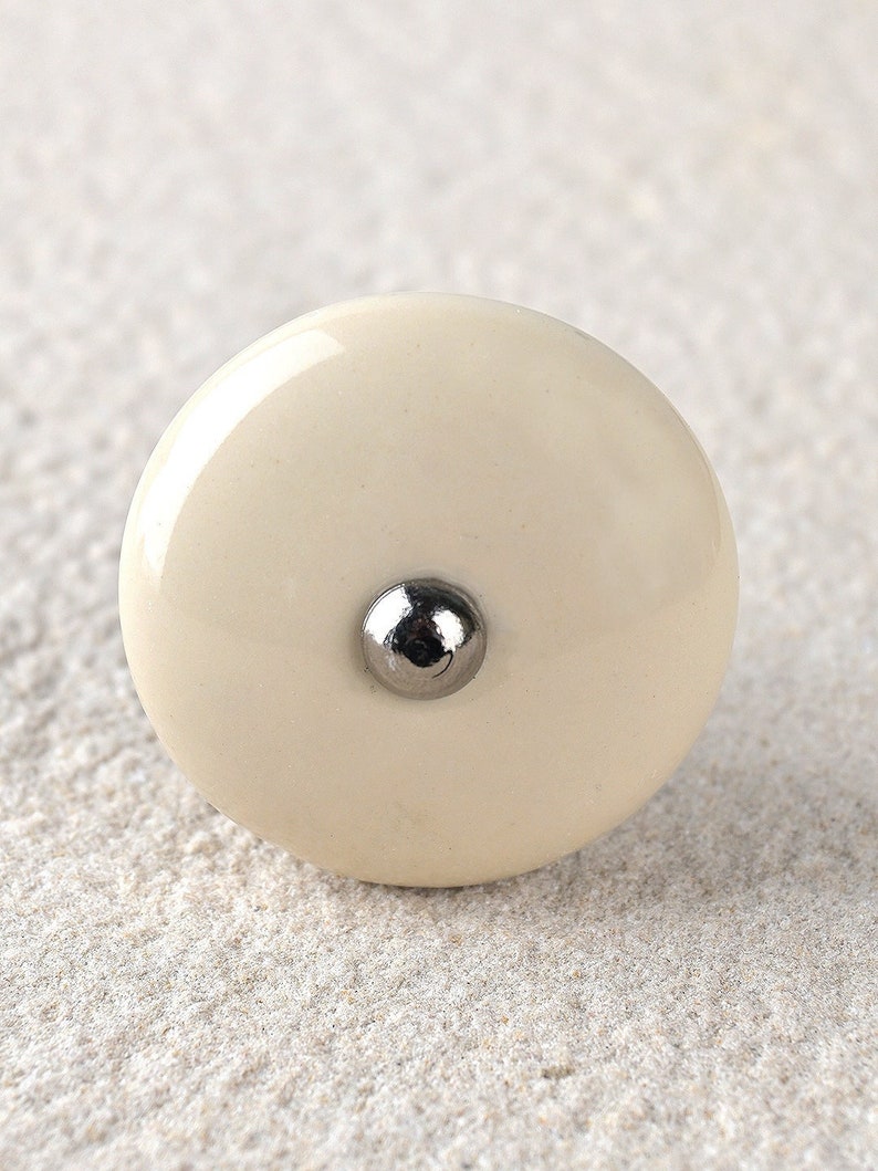 Solid Cream Shade Base Ceramic Cabinet Knobs Furniture Door Ceramic ...