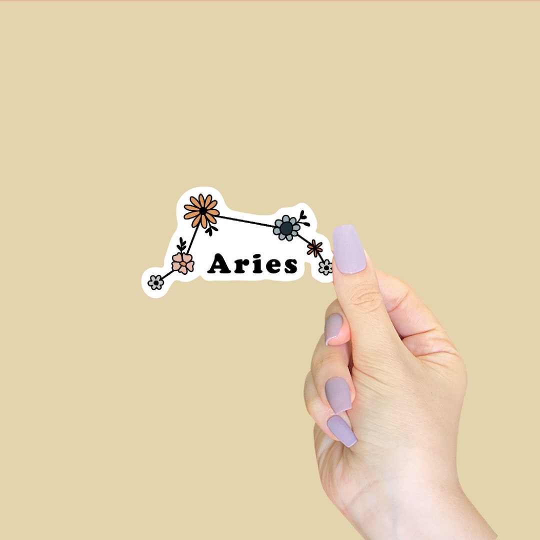 Aries Sticker, Zodiac Sticker, Astrology Sticker, Floral Sicker ...