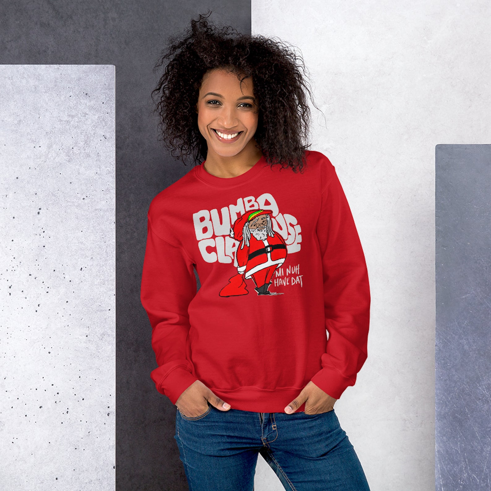 Bumba Clause Crewneck Sweatshirt Black Santa Jamaican Santa Island ...