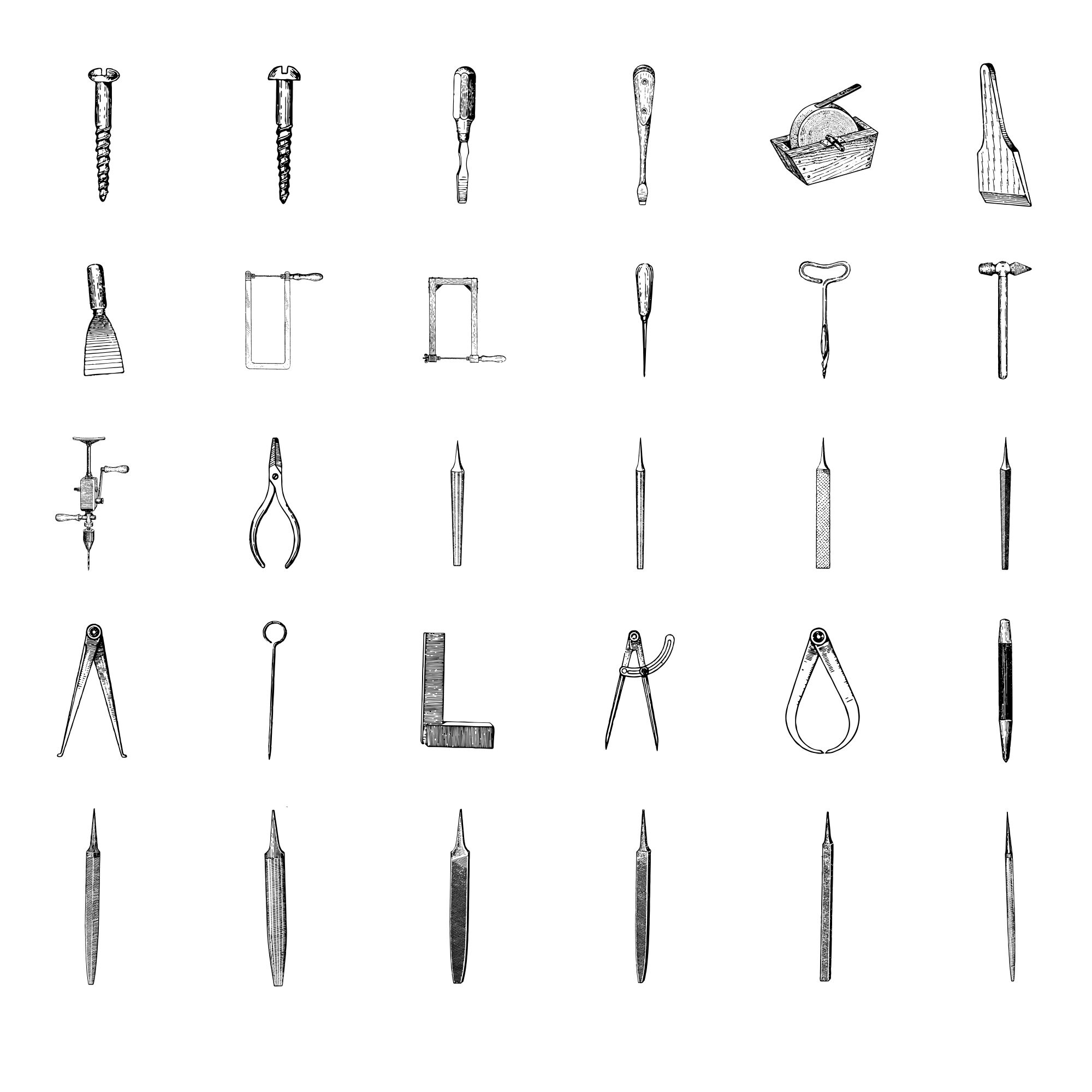 83 Tools Illustrations - Vintage Pack. SVG and Transparent Background ...