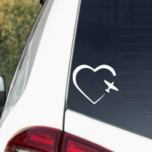 Airplane Heart Car Decal - Etsy