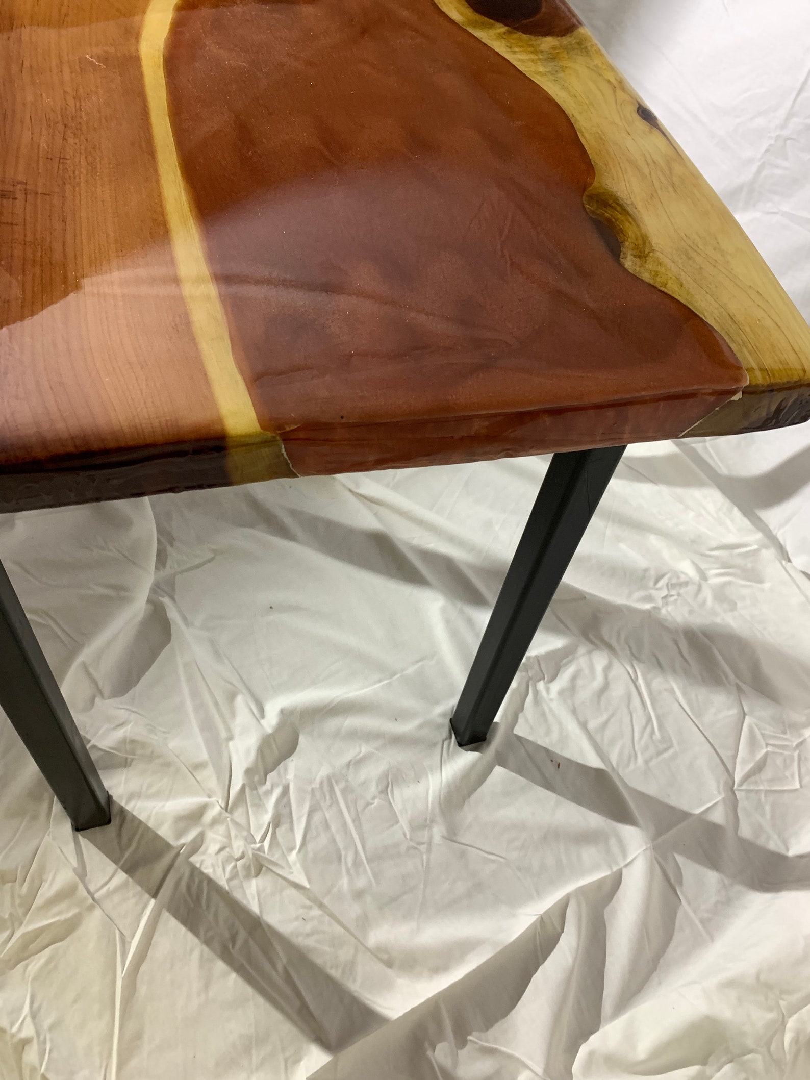 Live edge river table copper epoxy set | Etsy