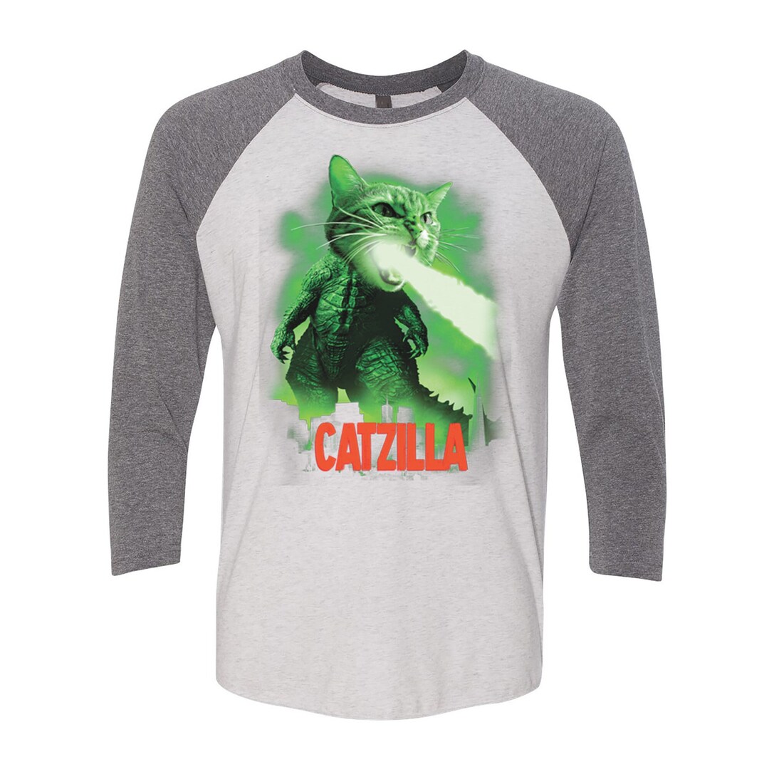 Cat Monster Raglan Shirt, CATZILLA, Unisex, Camiseta para adultos, Cat Lover Shirt, 3 Quarter ...
