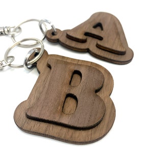 WOOD INITIAL KEYCHAIN, Retro Personalized Letter, 3D Customized Handbag ...