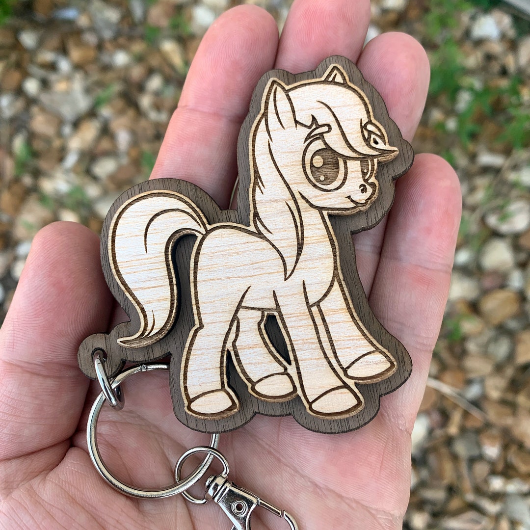 Cute WOOD PONY KEYCHAIN, 3D Pony Handbag Tag, Party Favor Keychain ...