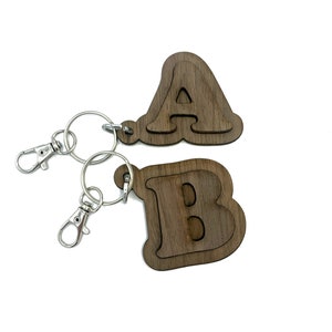 WOOD INITIAL KEYCHAIN, Retro Personalized Letter, 3D Customized Handbag ...