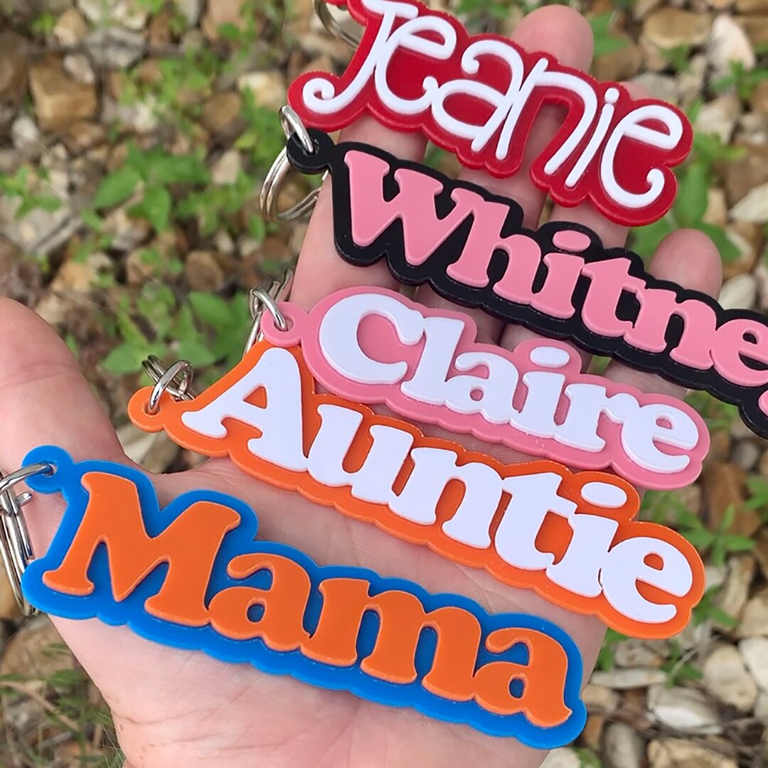 RETRO PERSONALIZED NAME Keychain, 3D Custom Kids Lunchbox Tag, Party ...