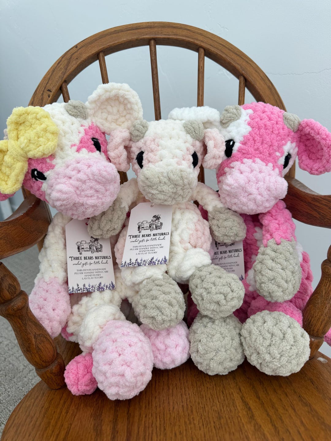 Pink Cow | Handmade Crochet Knotted Lovey | Made to Order ...