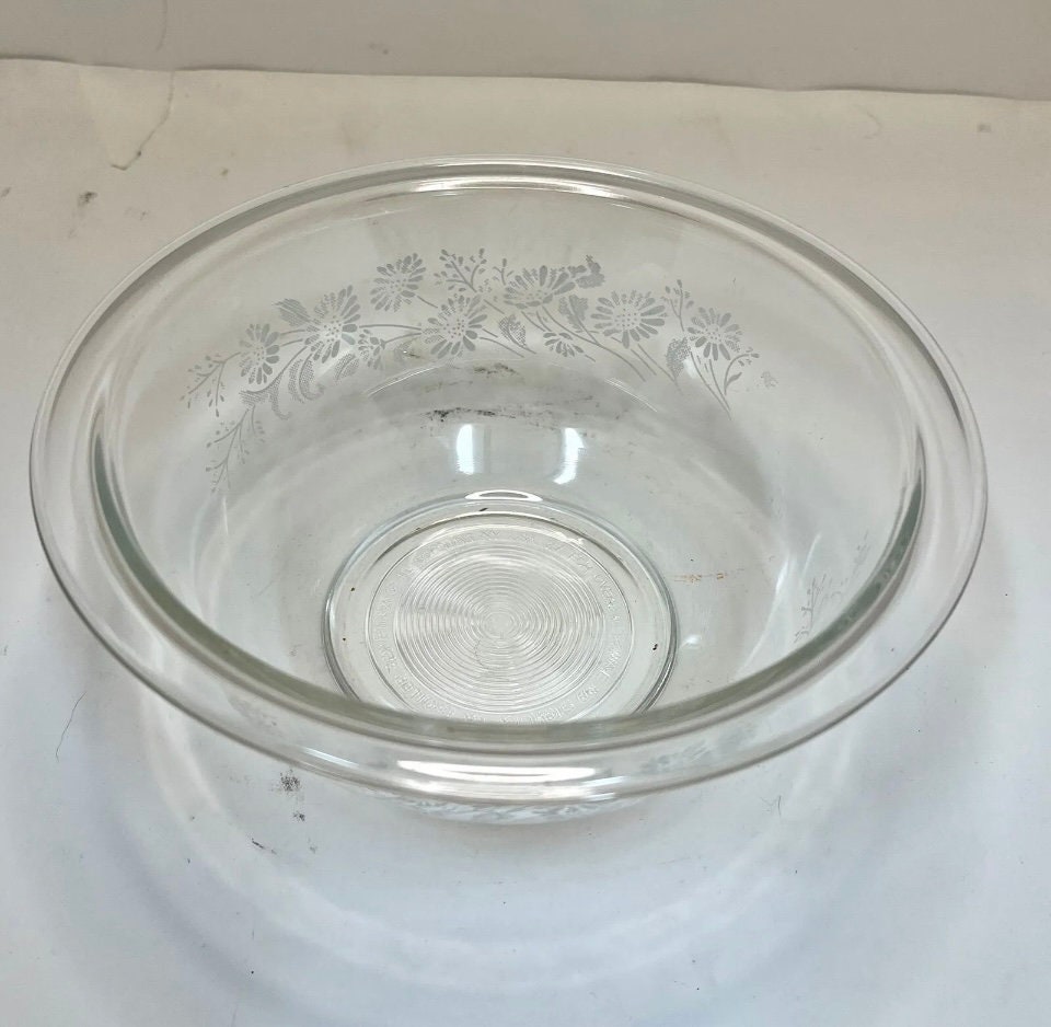 Vintage Pyrex Colonial Mist White Lace Clear Nesting Bowl Mixing Bowl ...
