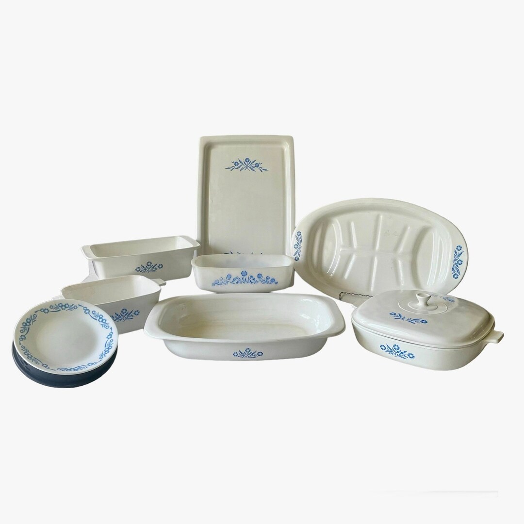 Vintage Corning Ware, Blue Cornflower, Milk White Glass Ovenware, Loaf ...