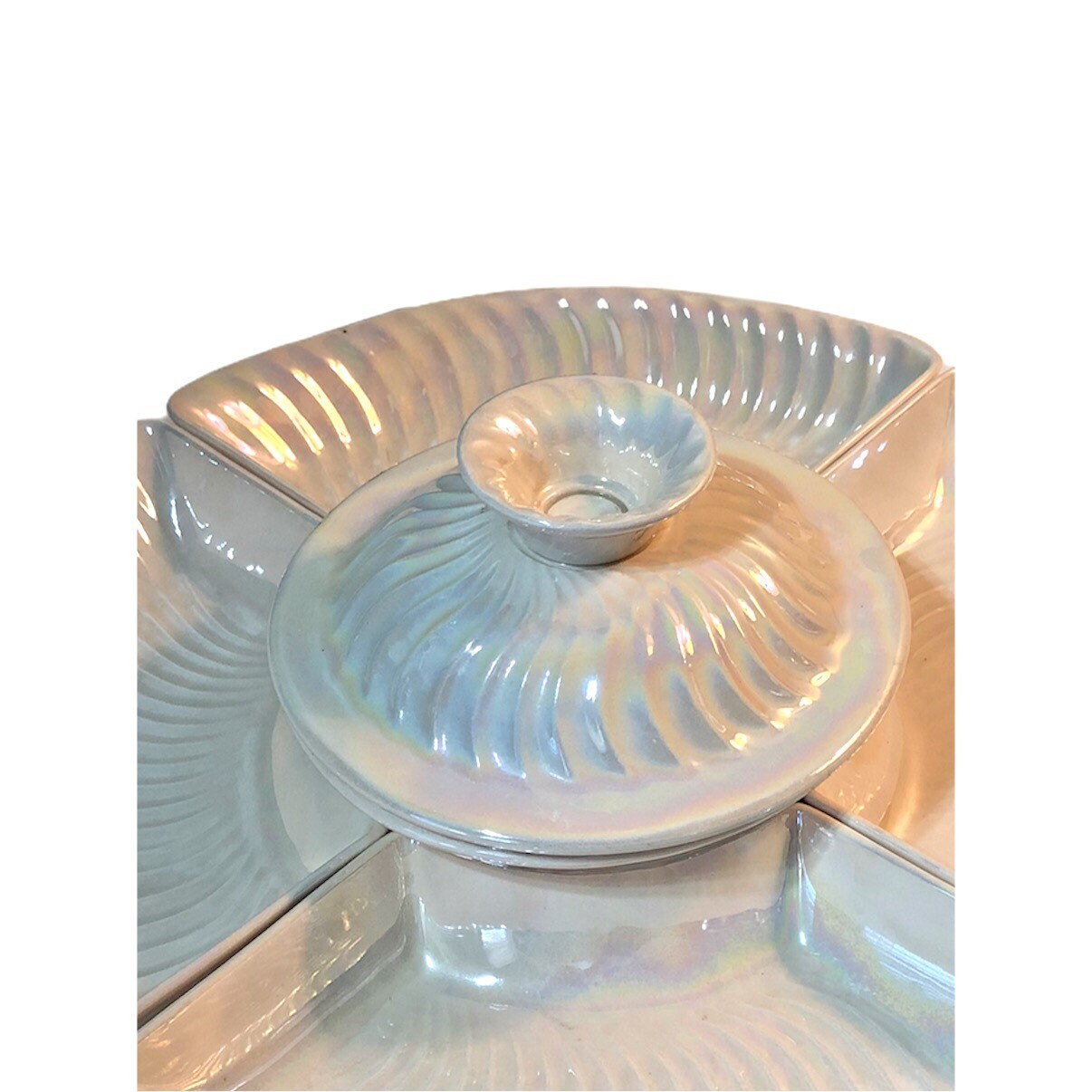 Vintage Maurice of Cali Lazy Susan Set, Iridescence Serving Platter ...