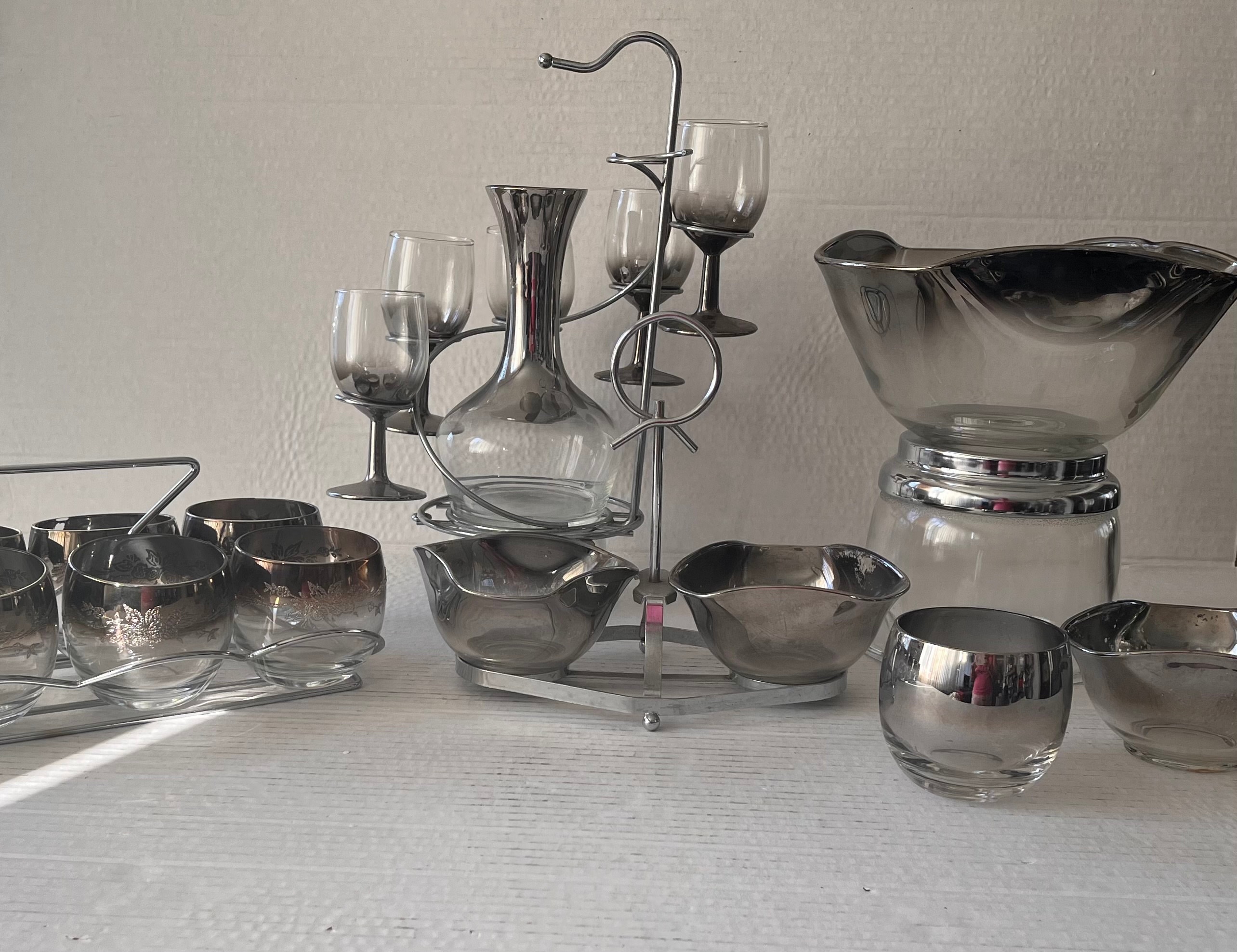 Vintage MCM Vitreon Queens Lusterware, Silver Ombre Fade, Barware ...