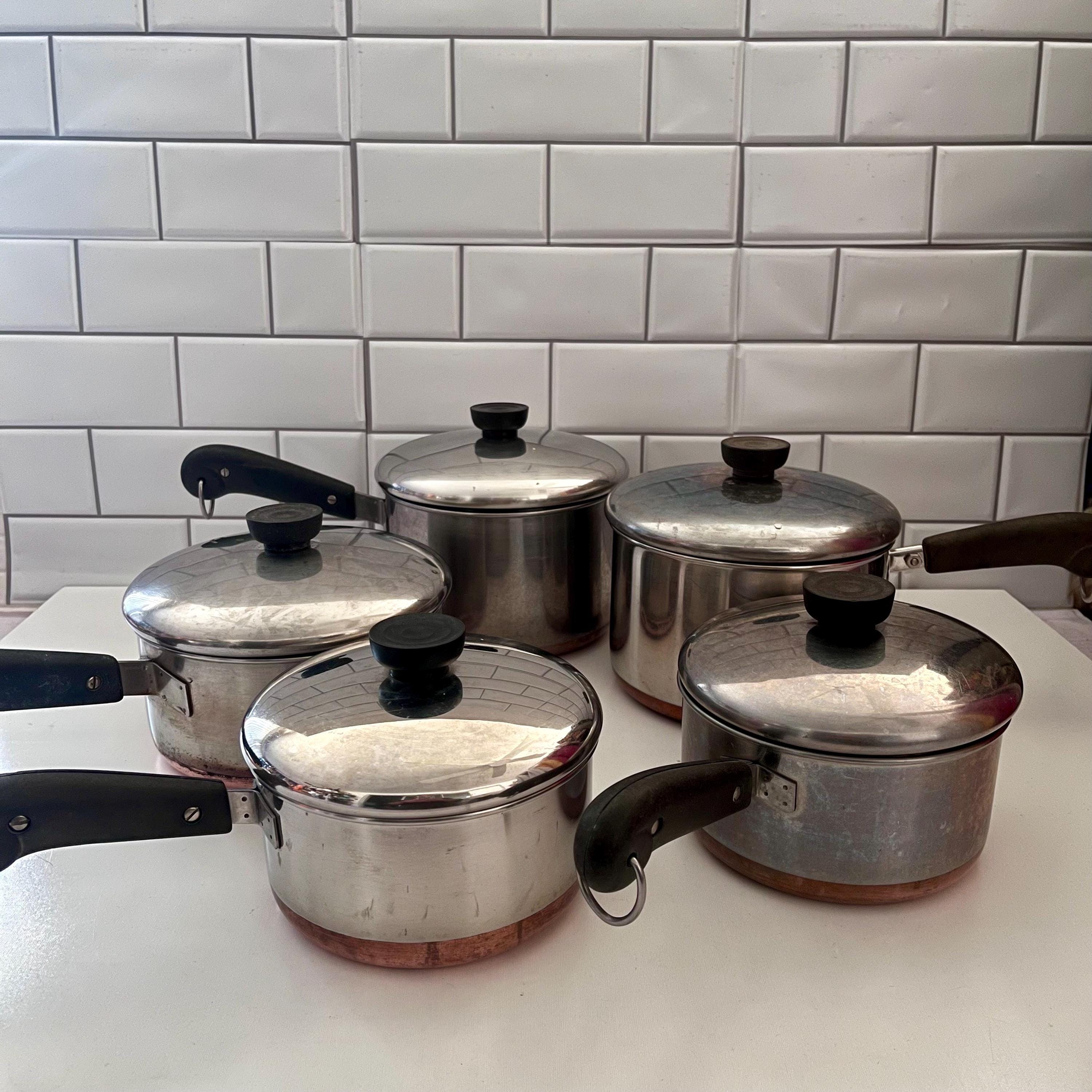 PRE 1968 Revere Ware 1801, Copper Bottom Cookware, Double Ring, Skunk ...