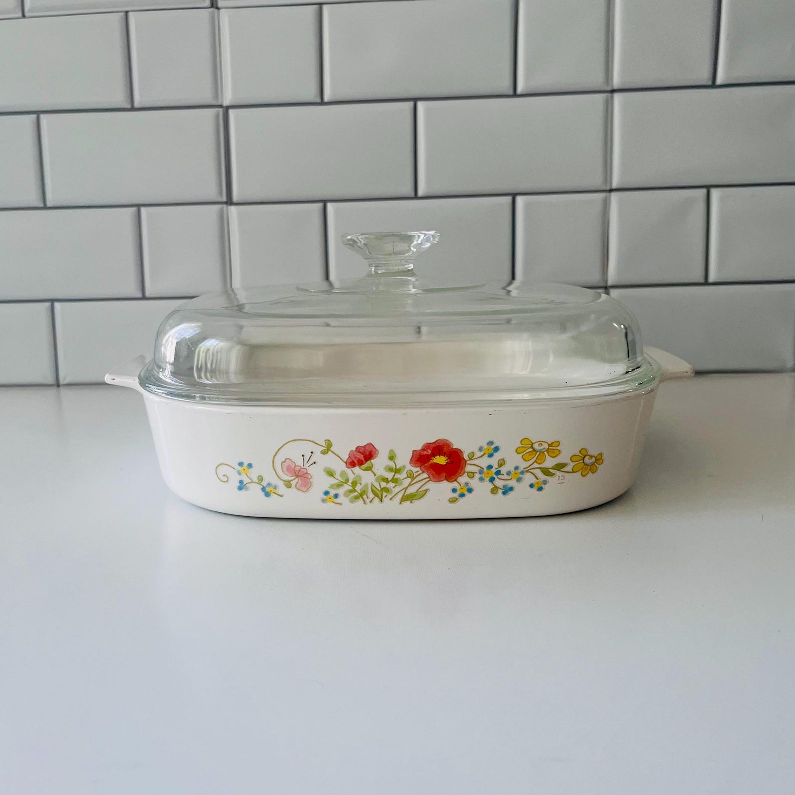 Vintage Corning Ware Wildflower Bakeware, Rangetop, Cup, Milk Glass ...