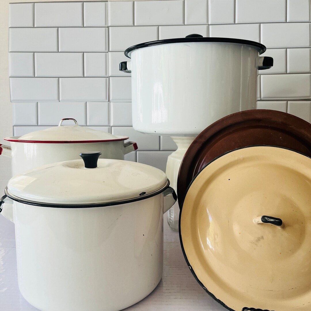 Vintage Enamelware, Peltre Stockpot, Replacement Lids, Cottagecore ...