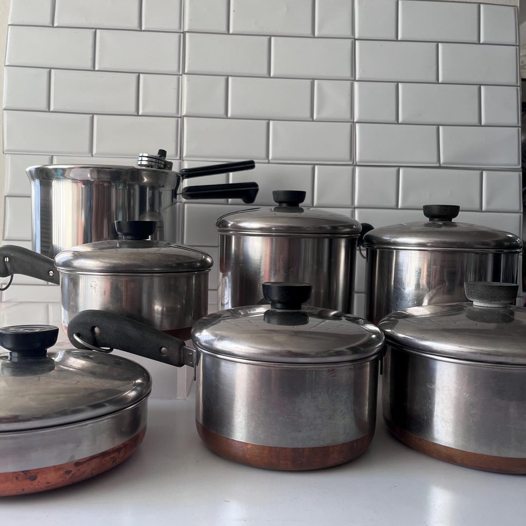 Vintage PRE 1968, 1801 Revere Ware, Copper Bottom Cookware, Double Ring ...