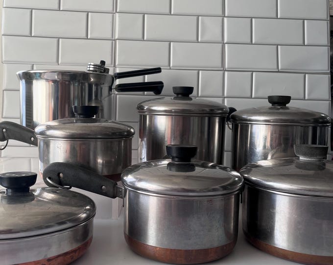 Vintage PRE 1968, 1801 Revere Ware, Copper Bottom Cookware, Double Ring ...