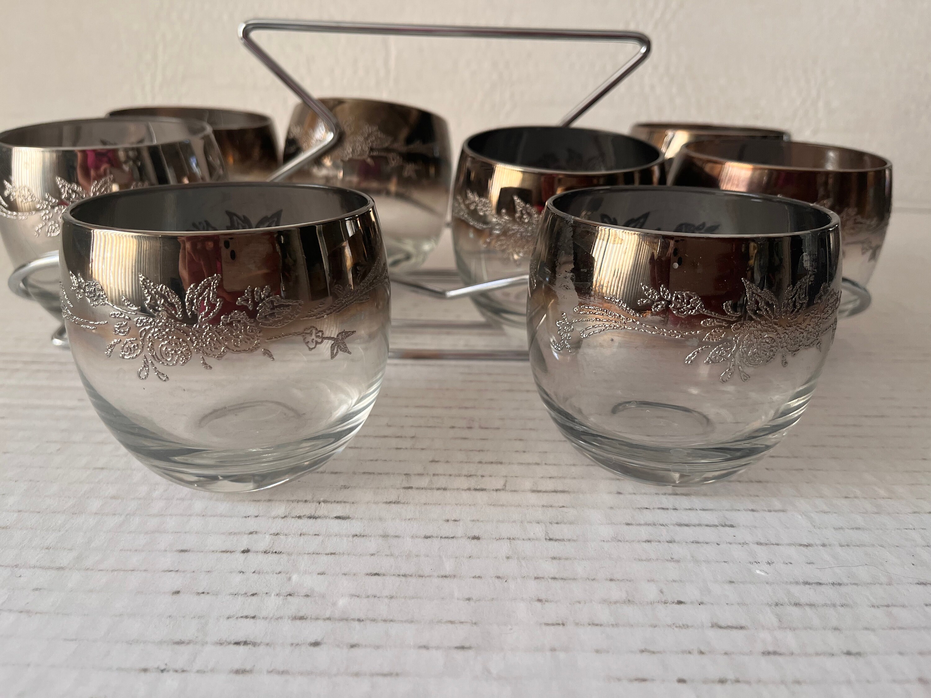 Vintage MCM Vitreon Queens Lusterware, Silver Ombre Fade, Barware ...