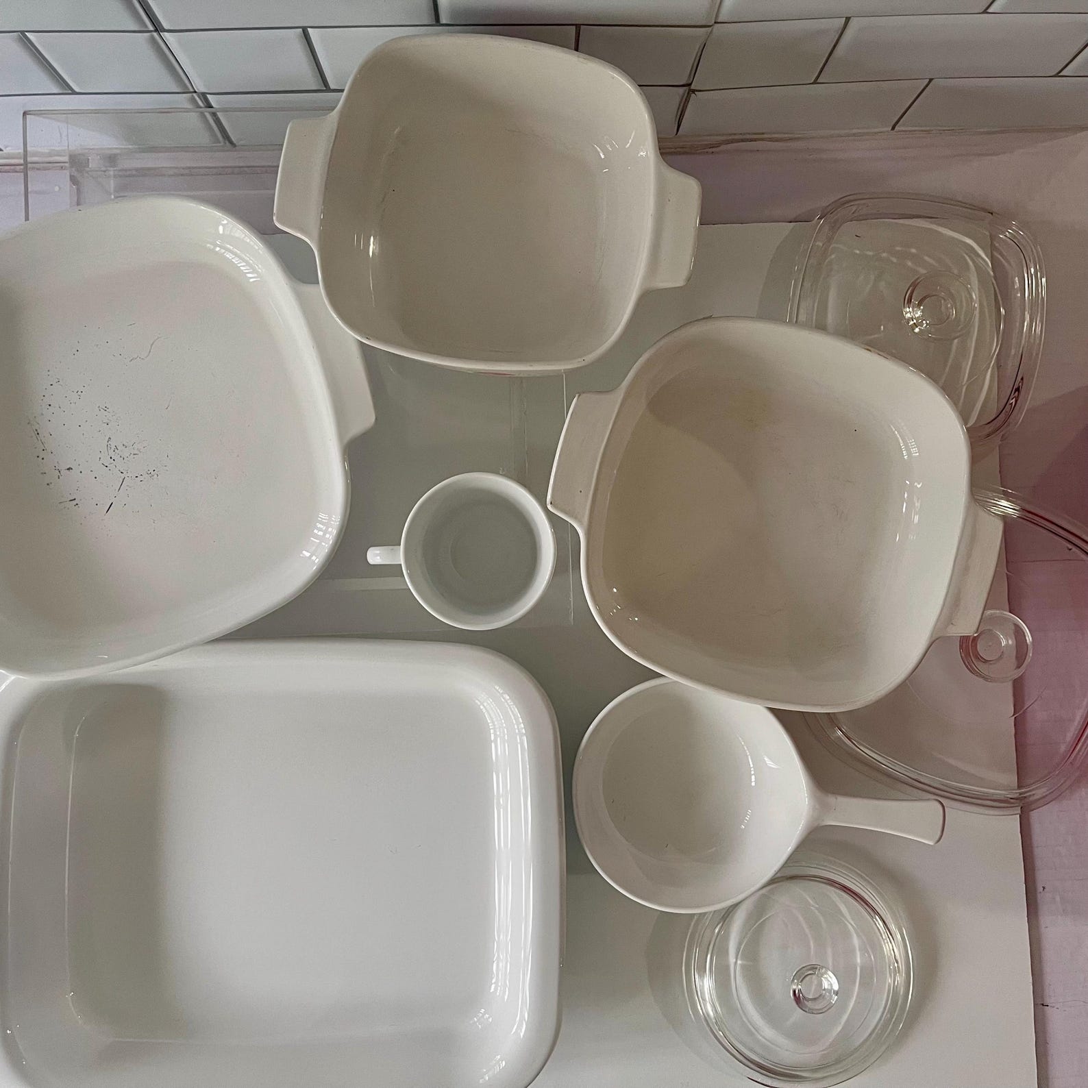 Vintage Corning Ware Wildflower Bakeware, Rangetop, Cup, Milk Glass ...
