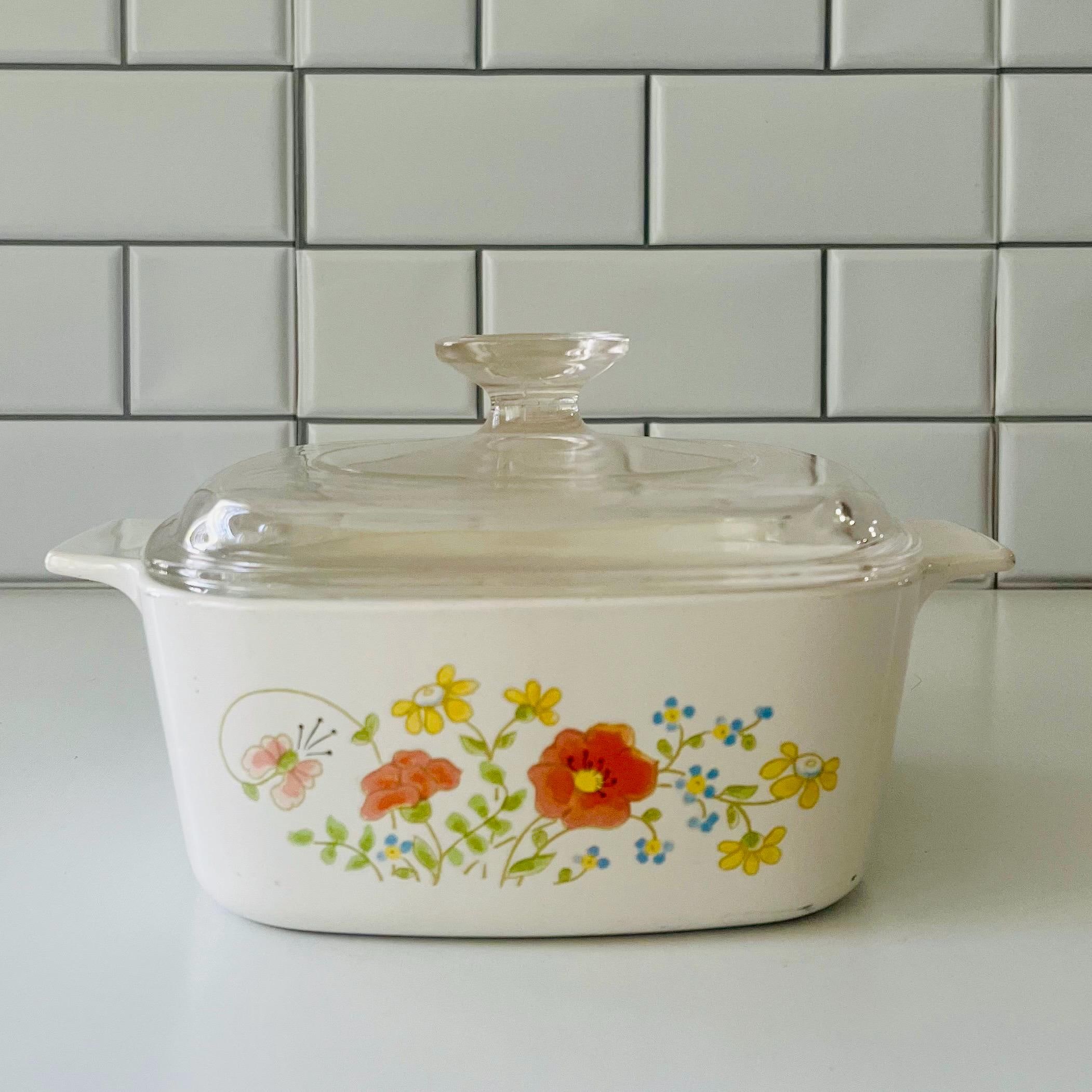 Vintage Corning Ware Wildflower Bakeware, Rangetop, Cup, Milk Glass ...