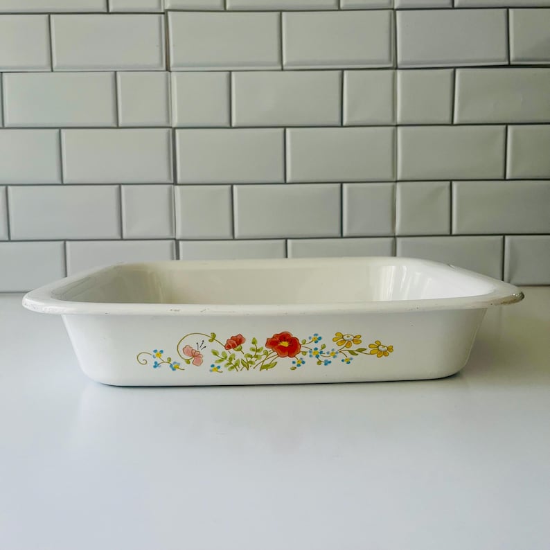Vintage Corning Ware Wildflower Bakeware, Rangetop, Cup, Milk Glass ...