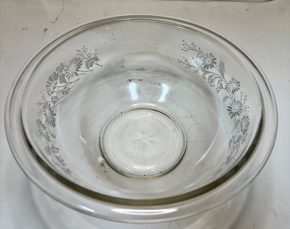 Vintage Pyrex Colonial Mist White Lace Clear Nesting Bowl - Etsy