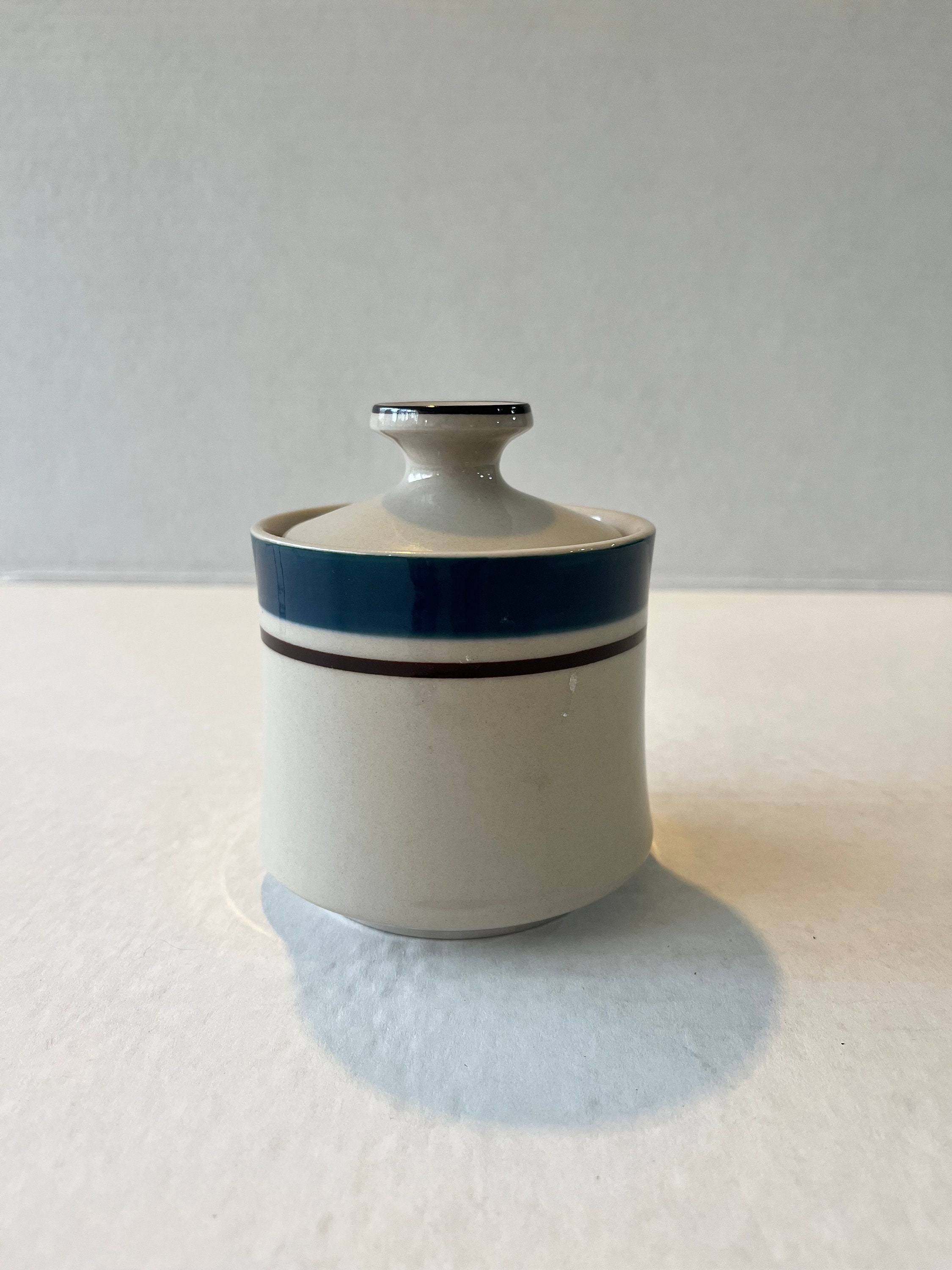 Vintage Carousel Stone Ware By, SANGO # 802 Blue Brown Stripe ...