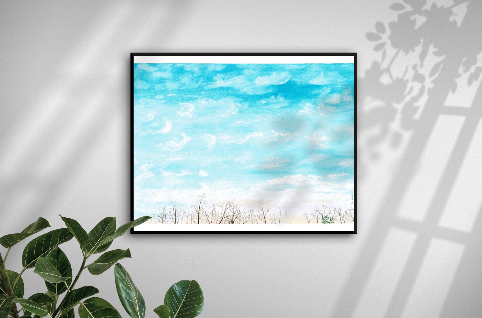 Clouds in the Clear Blue Sky, Clouds Painting, Sky Wall Art Print ...