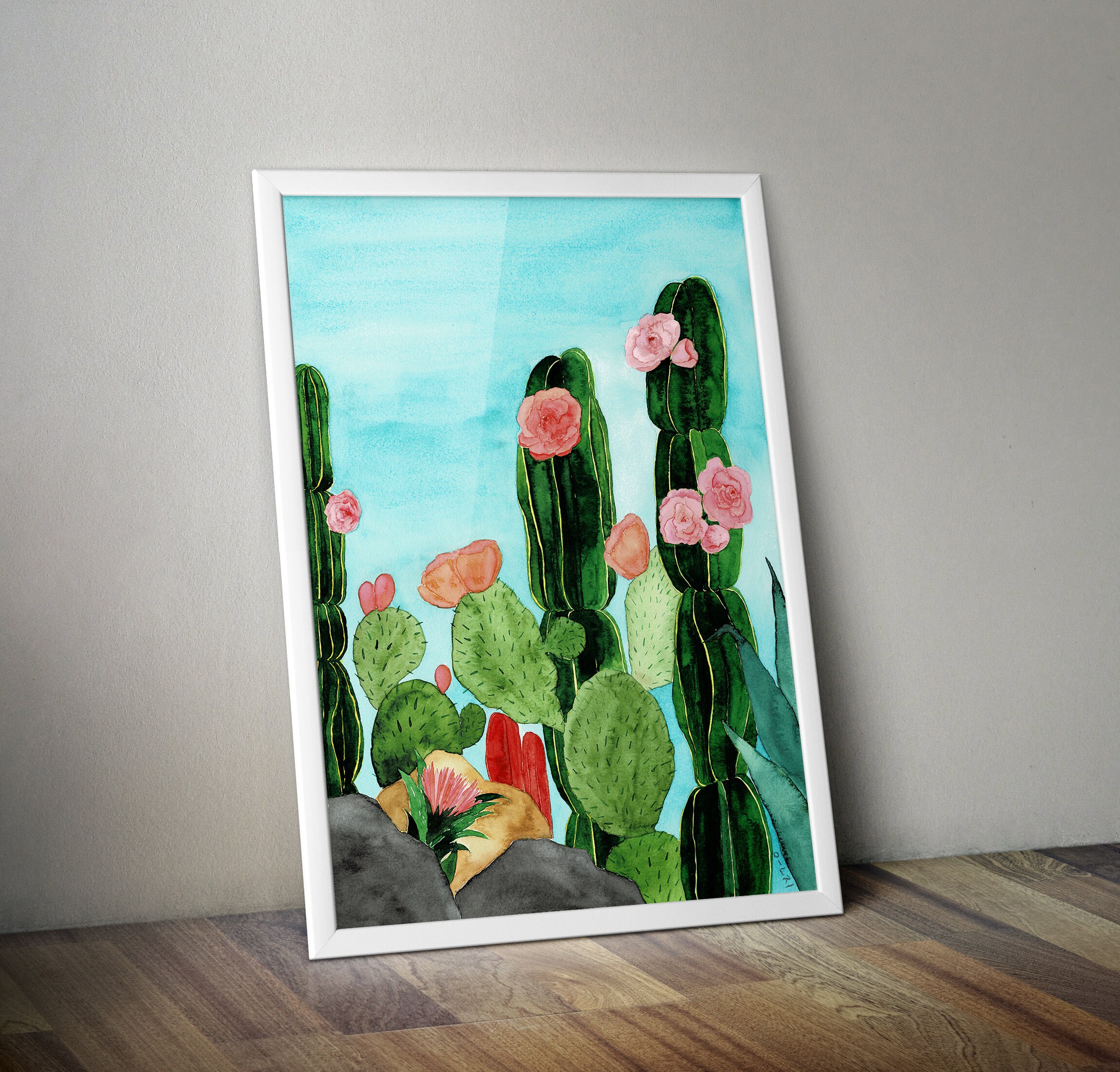 Cactus Watercolor Art Print, Instant Download Digital Print, Cactus ...