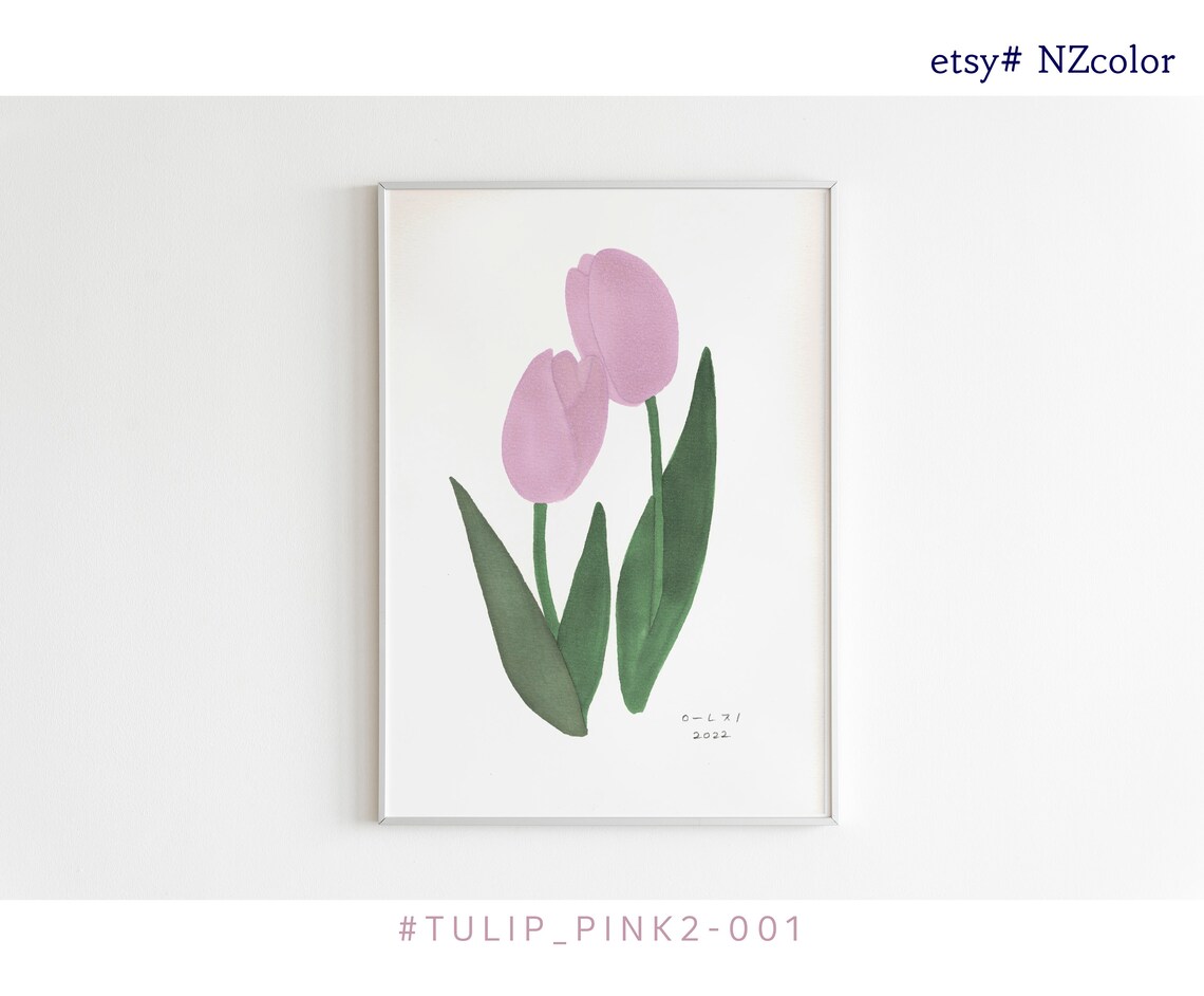 TULIP_PINK 2-001 Flower Art Print Printable Art Poster, Tulip Art ...