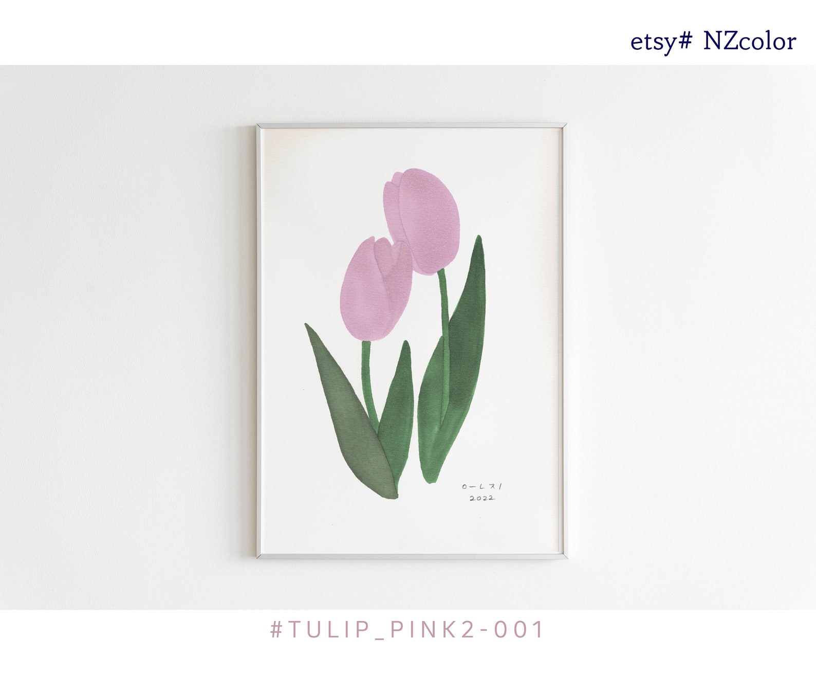 TULIP_PINK 2-001 Flower Art Print Printable Art Poster, Tulip Art ...