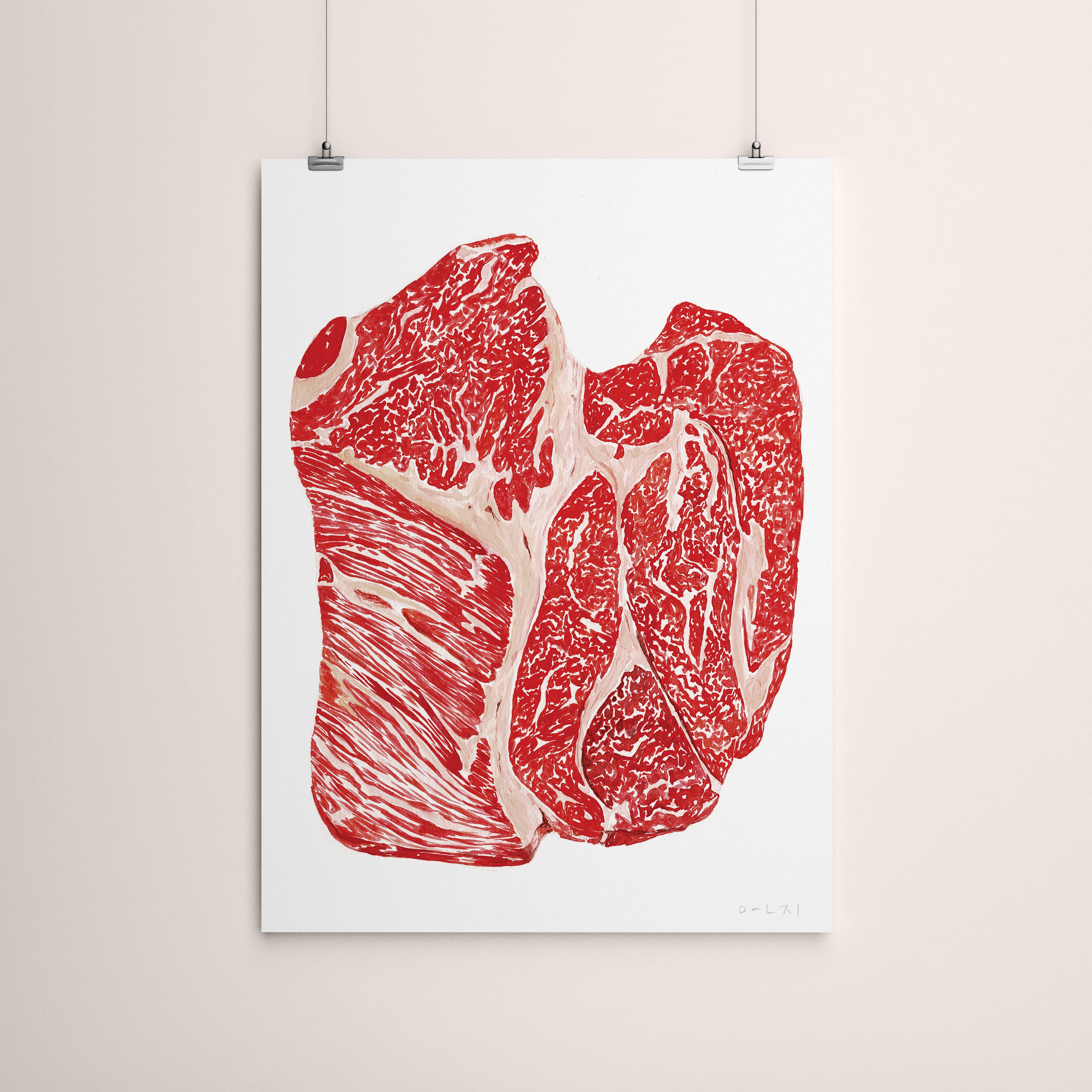 STEAK Art Print | Butcher Shop Poster, Printable Wall Art, Steak Poster ...